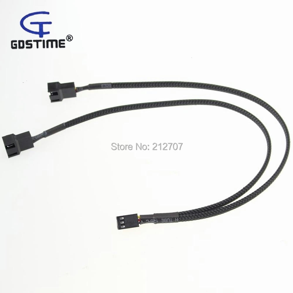 FOR 2PCS 30cm 3Pin PWM 1 to 2 Weaving Nets Power Wires Motherboard Fan ...