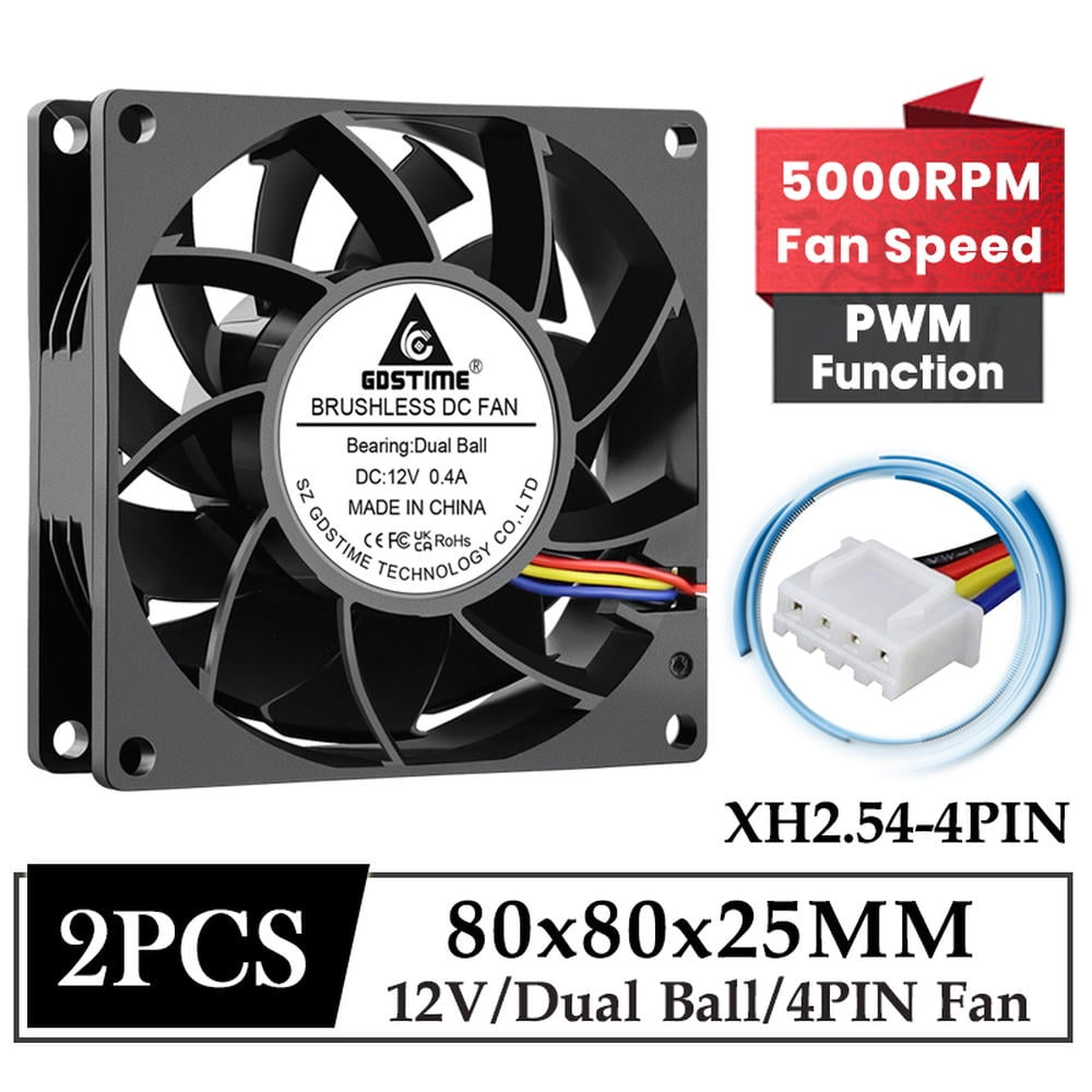 FOR 2Pcs 80MM PC Computer CPU Powerful Cooling Fan DC 12V 80x25MM ...