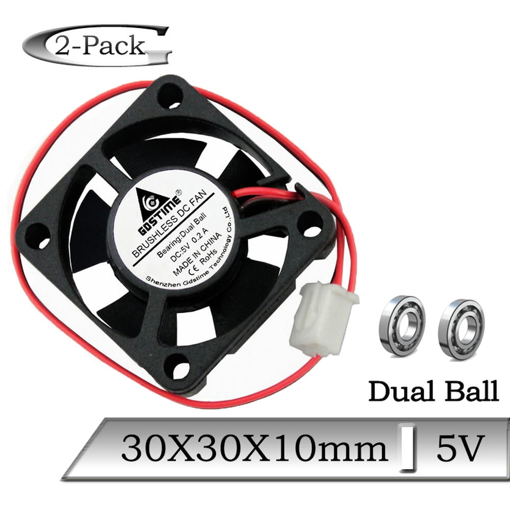 FOR 2pcs DC 5V 30x30x10mm 30mm Brushless DC Axial Dual Ball Radiator ...