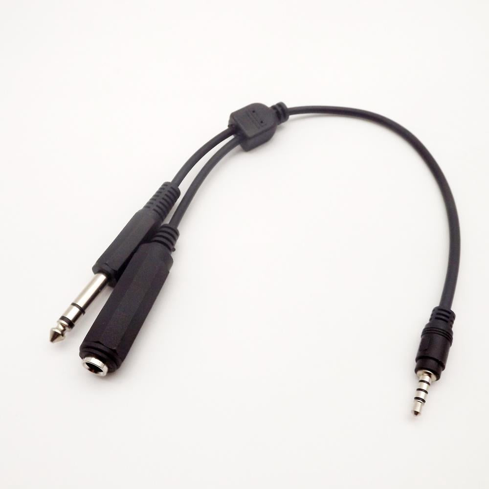 FOR 3.5mm 4 Pole Male to 6.35mm Male 3 Pole + 6.35mm Female Plug Jack ...