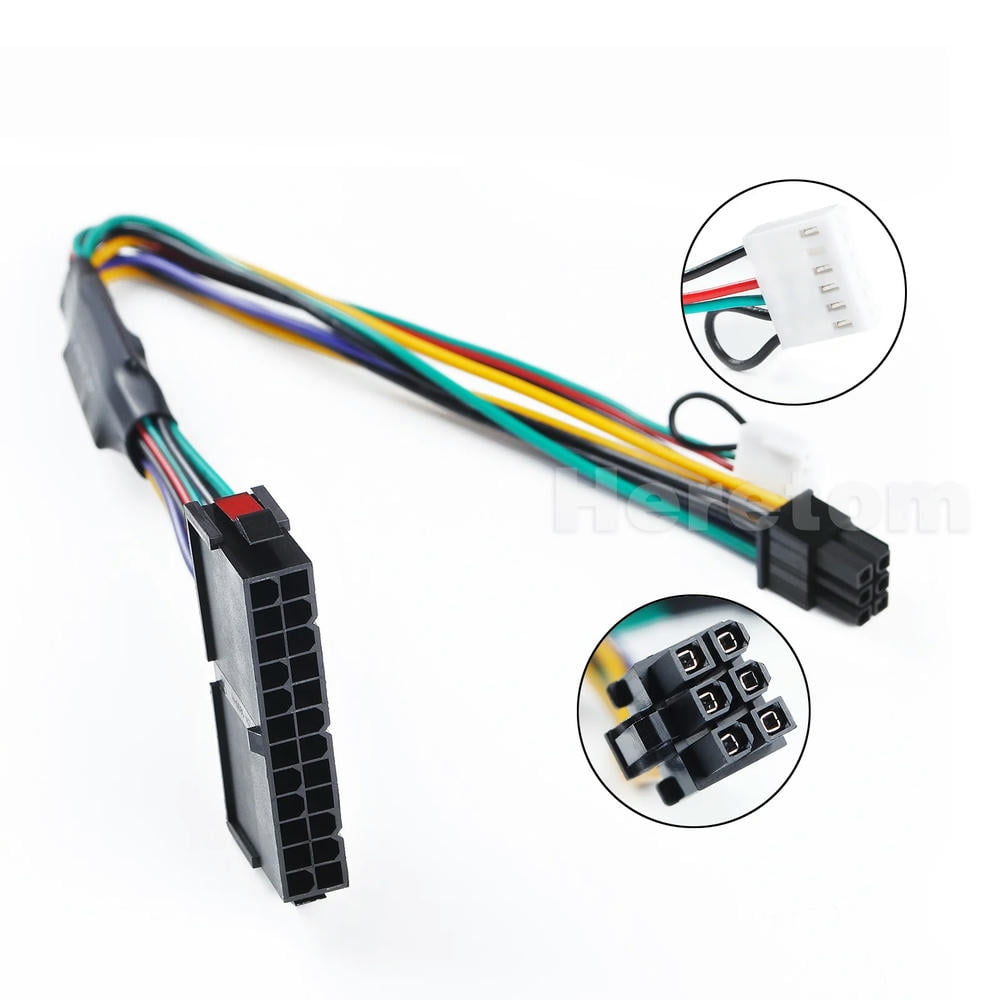 FOR 30CM Modular Power Supply Cable ATX 24Pin 24 Pin Female to 6Pin 6 ...