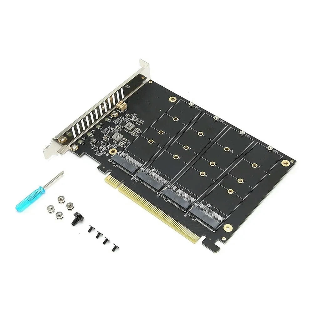 FOR 4 Port M.2 NVMe SSD to PCIE X16M Key Hard Drive Converter Reader ...