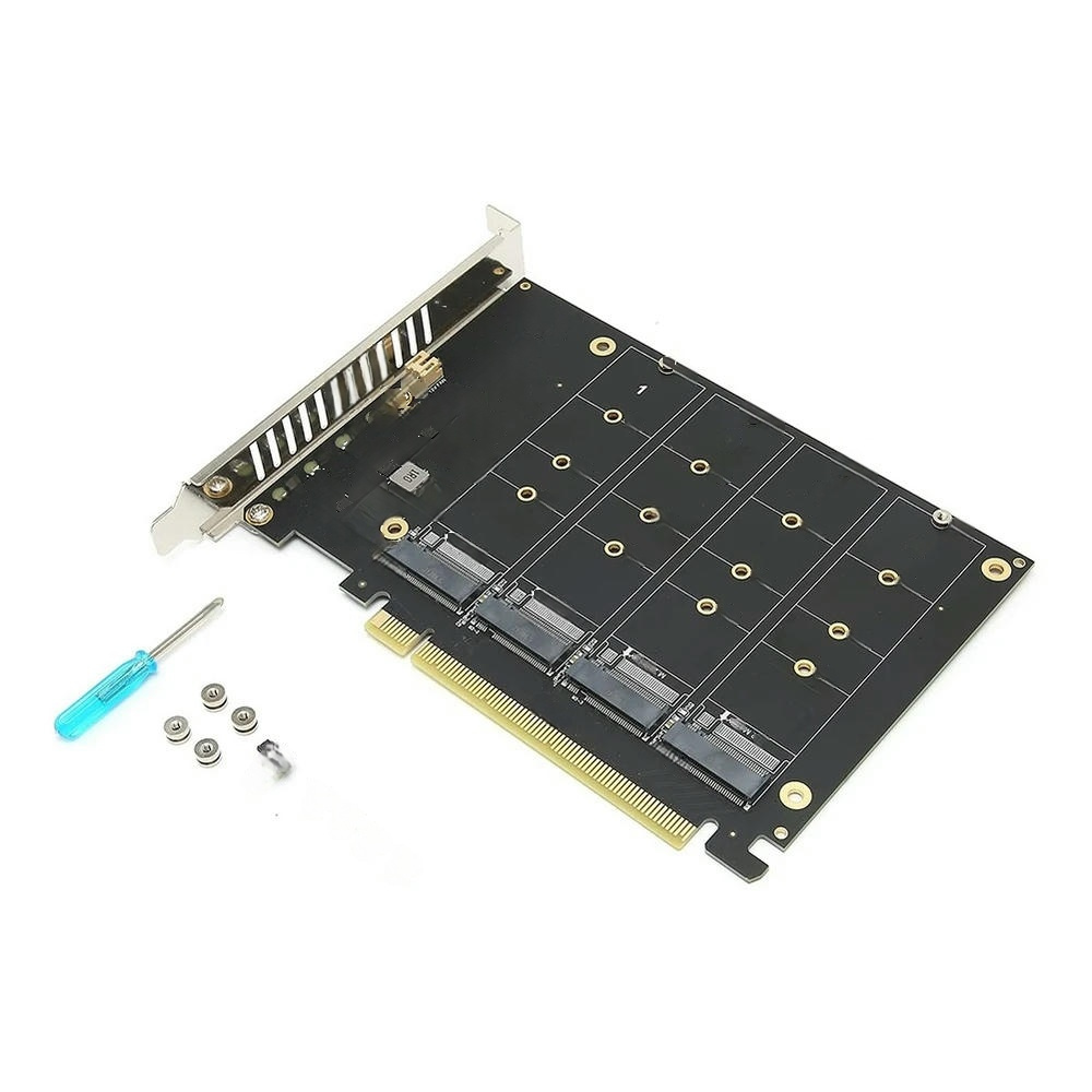 FOR 4 Port M.2 NVMe SSD to PCIE X16M Key Hard Drive Converter Reader ...