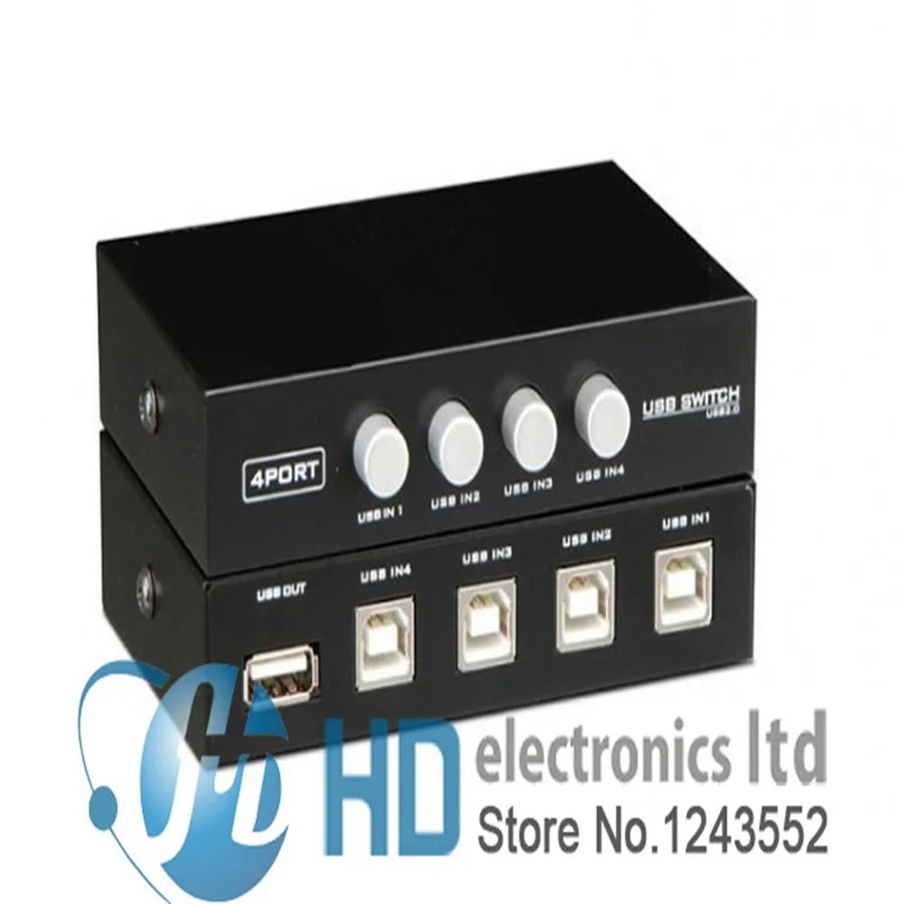 FOR 4 Ports USB 2.0 Sharing Switch Switcher Adapter Box For PC Scanner Printer - Walmart.com