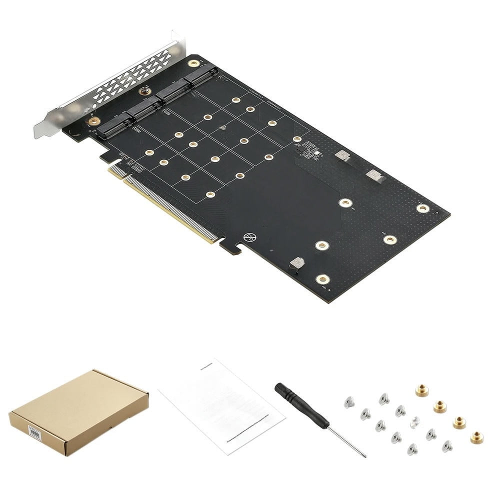 FOR 4 SSD M.2 X16 PCIe 3.0 X4 Expansion Card with Heatsink ts 4 NVMe M.2 2280 Up to 128Gbps t ...