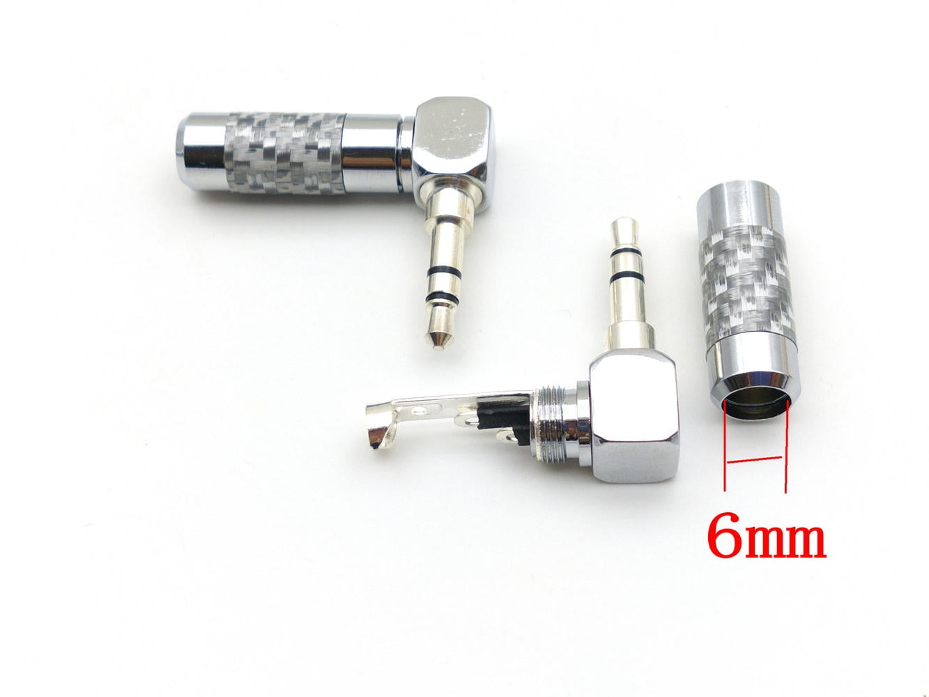 FOR 40pcs Copper Rhodium Plated Carbon Fiber 3.5mm Male Plug soldering ...
