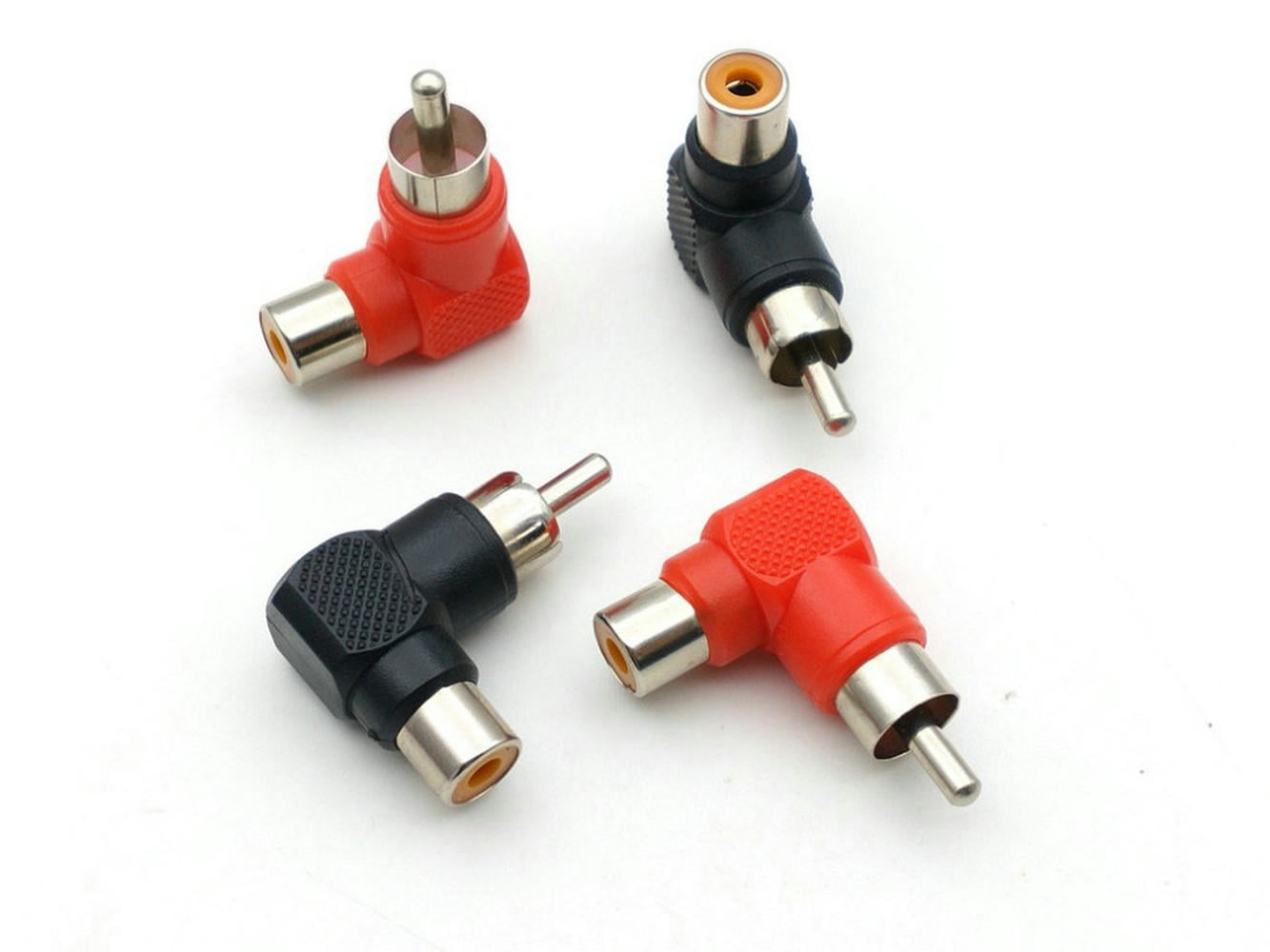 FOR 4pcs RCA right angle connector plug s male to female 90 degree ...