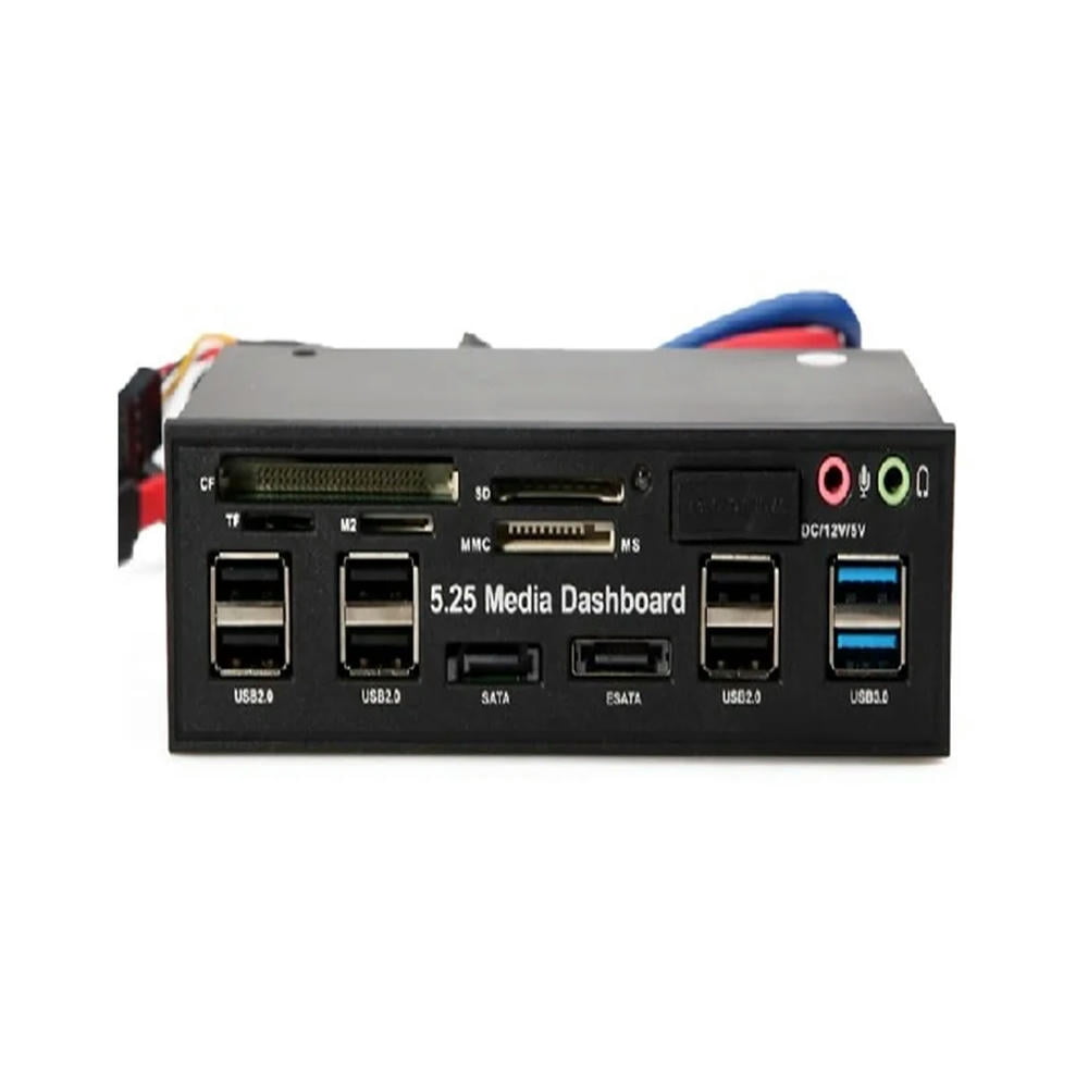 FOR 5.25"PC Media Dashboard Multi-Function Front Panel 2-Port USB 3.0 ...