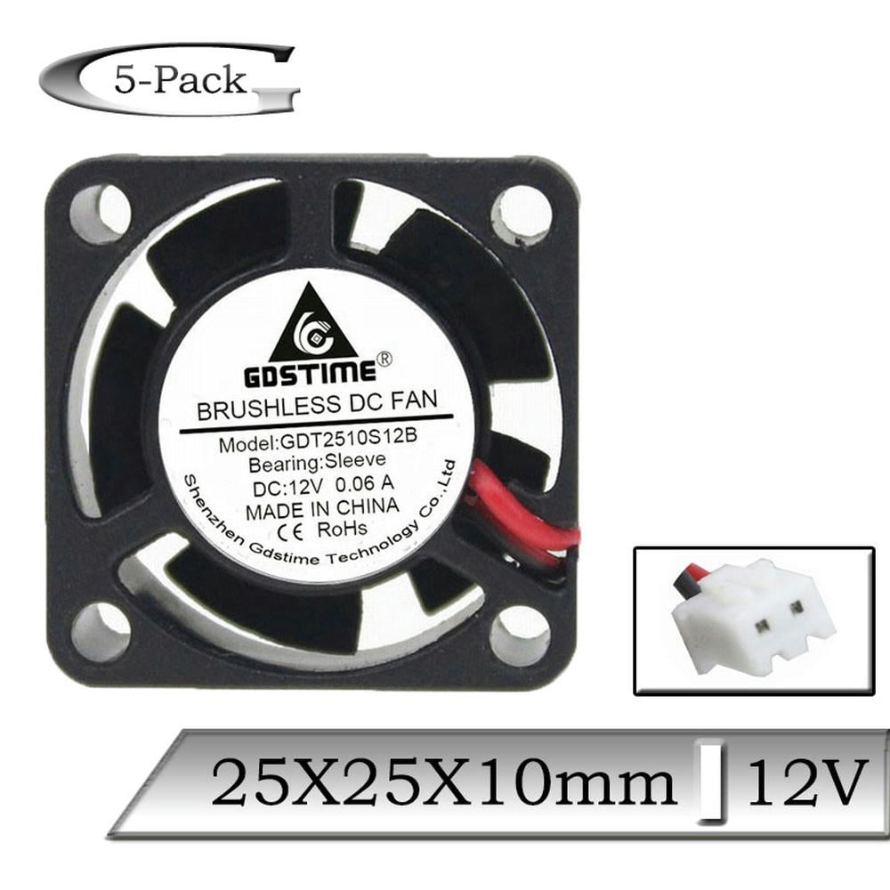 FOR 5 Pcs 12V 25mmx10mm 25mm Mini Brushless DC Cooling Fan 2.5cm ...