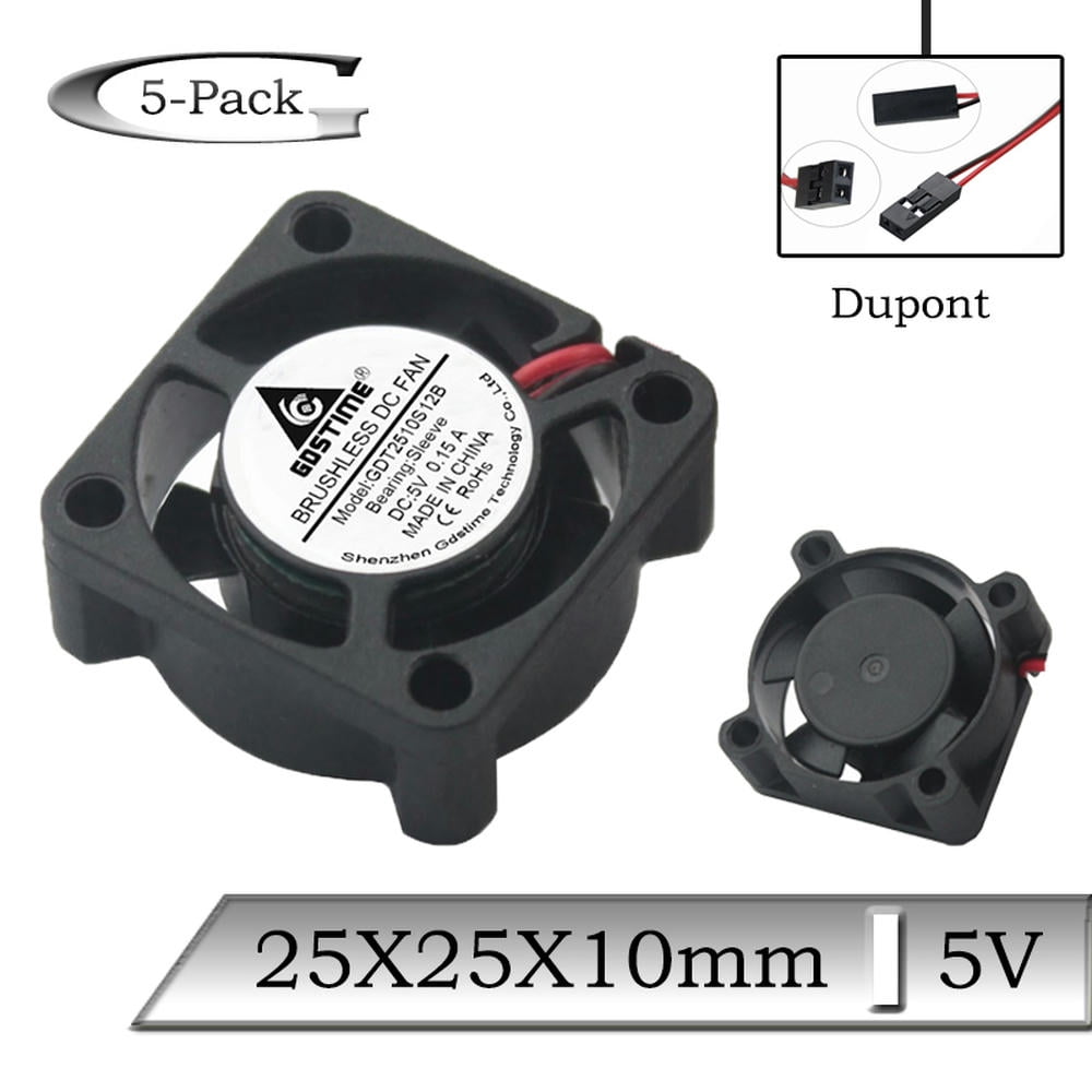 FOR 5 Pcs 5V 25x25x10mm 25mm Brushless DC Processor Cooling Fan 2cm ...