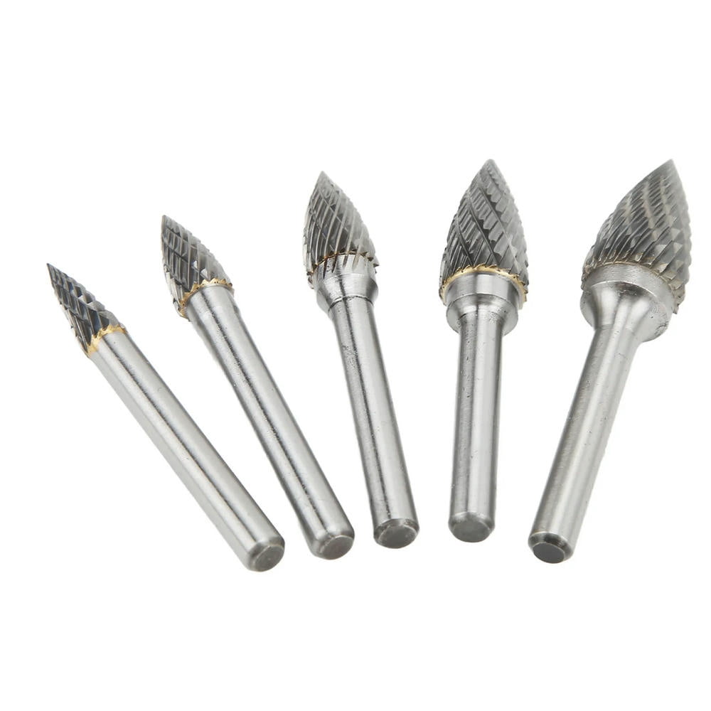 FOR 5 Pcs Double Cut Carbide Rotary File Set with 6mm/0.24in Shank for ...