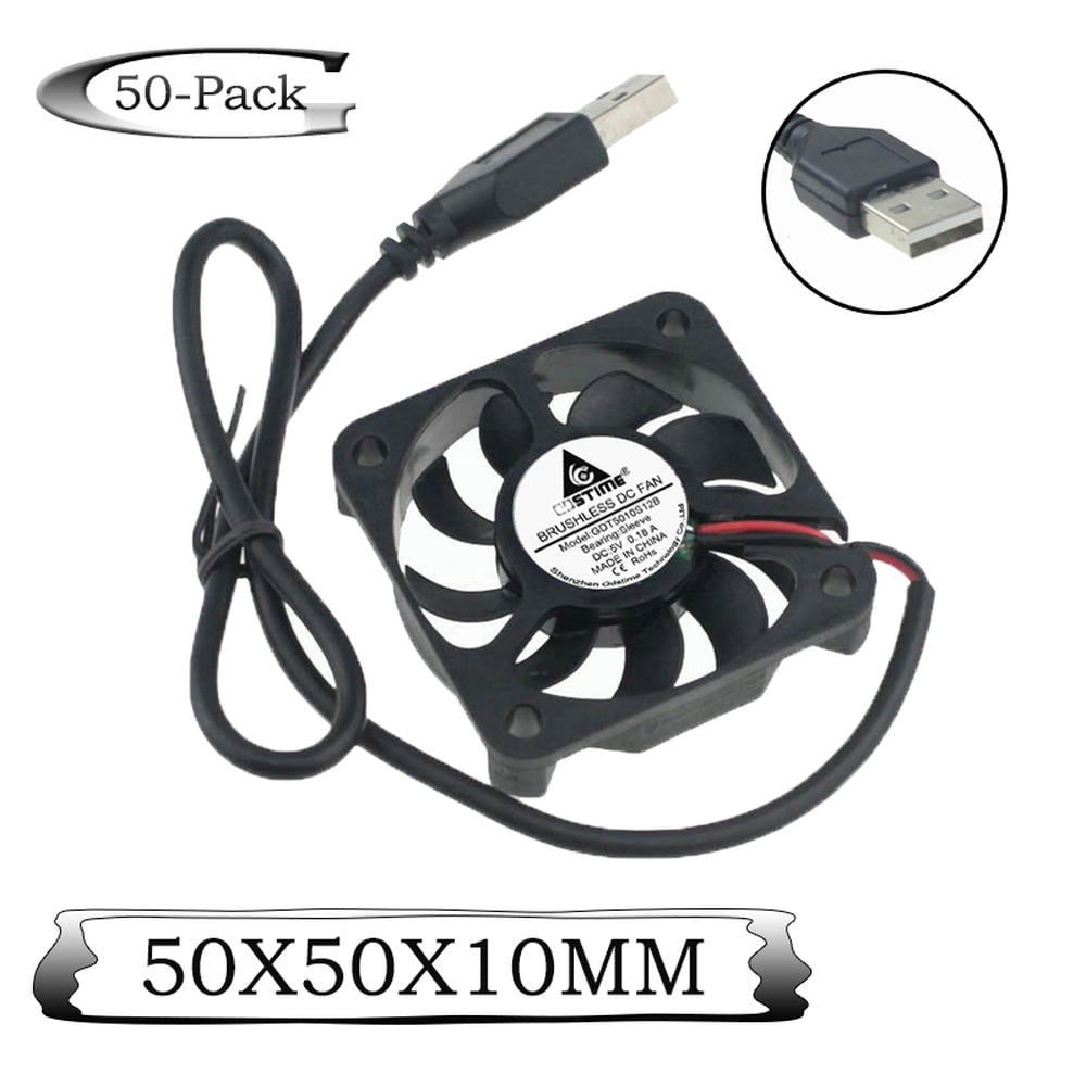 FOR 50 Piece 5cm 50x50x10mm 5V Motor Brushless DC Cooling Fan 50mm 5010S USB Connector Computer ...