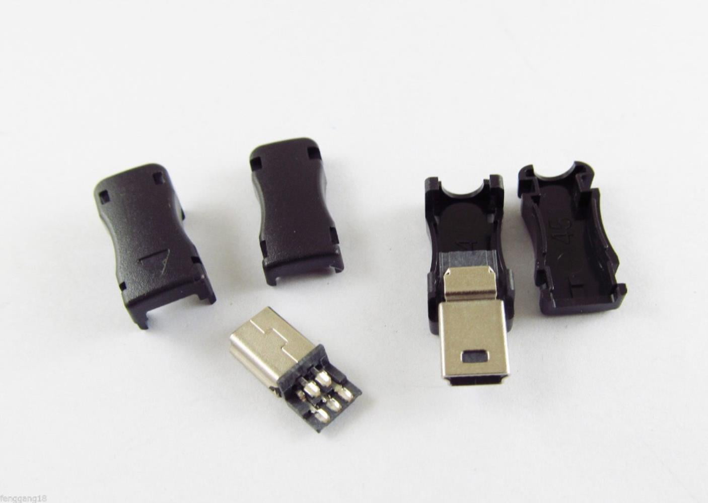 FOR 500pc Mini USB 5 Pin Male Plug Socket Connector with Plastic Cover ...