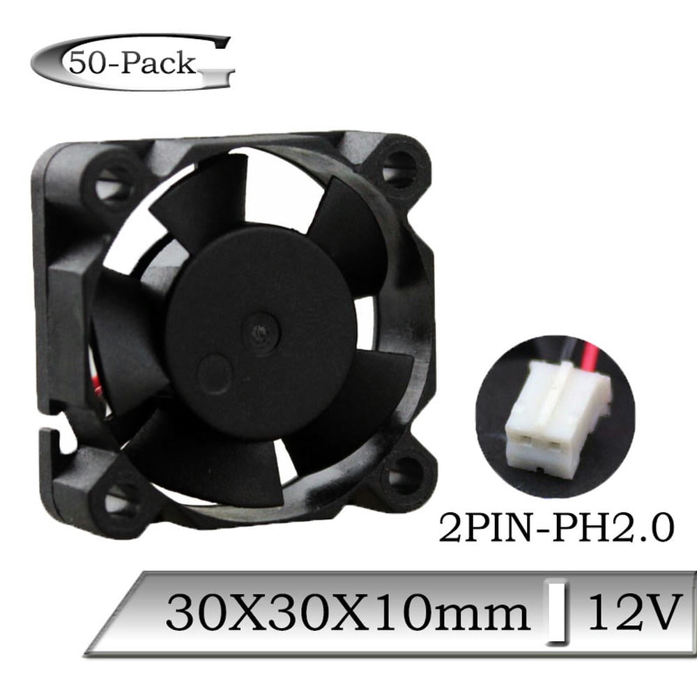 FOR 50Pcs/Lot 12V 30x30x10mm 30mm Brushless 5 Blades DC Axial Mini ...