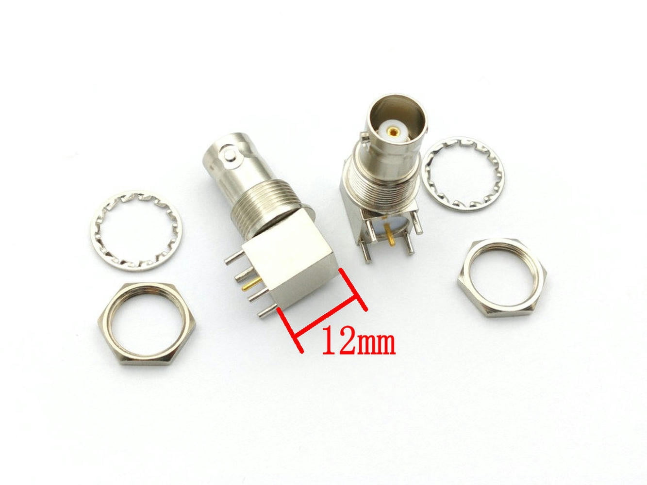 FOR 50pcs BNC Connector copper BNC female nut bulkhead right angle PCB ...