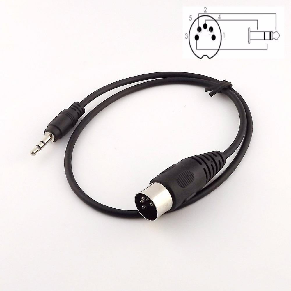 FOR 50pcs Din 5 Pin Din MIDI Male Plug To 3.5mm Male Stereo Jack Audio ...