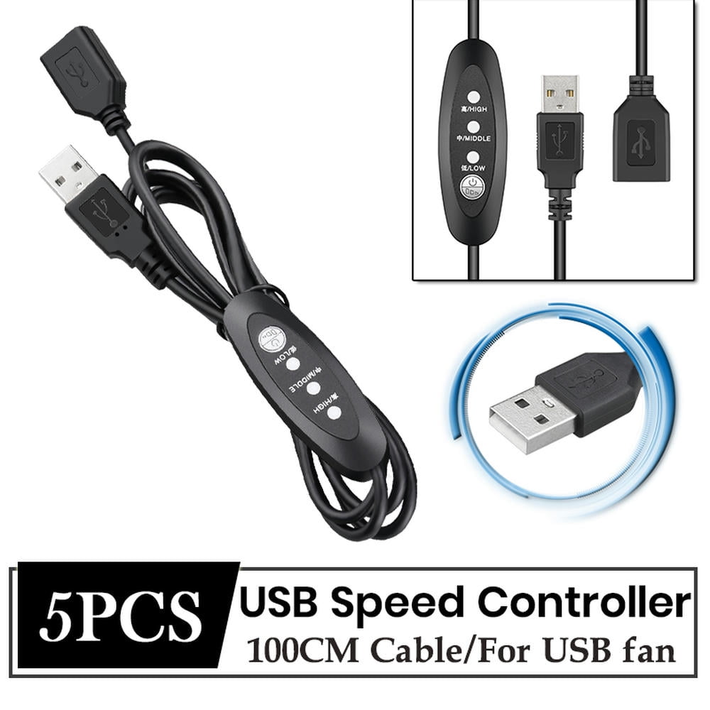 FOR 5PCS USB Extension Cable 100CM USB Fan Speed Control Cooling Fan ...