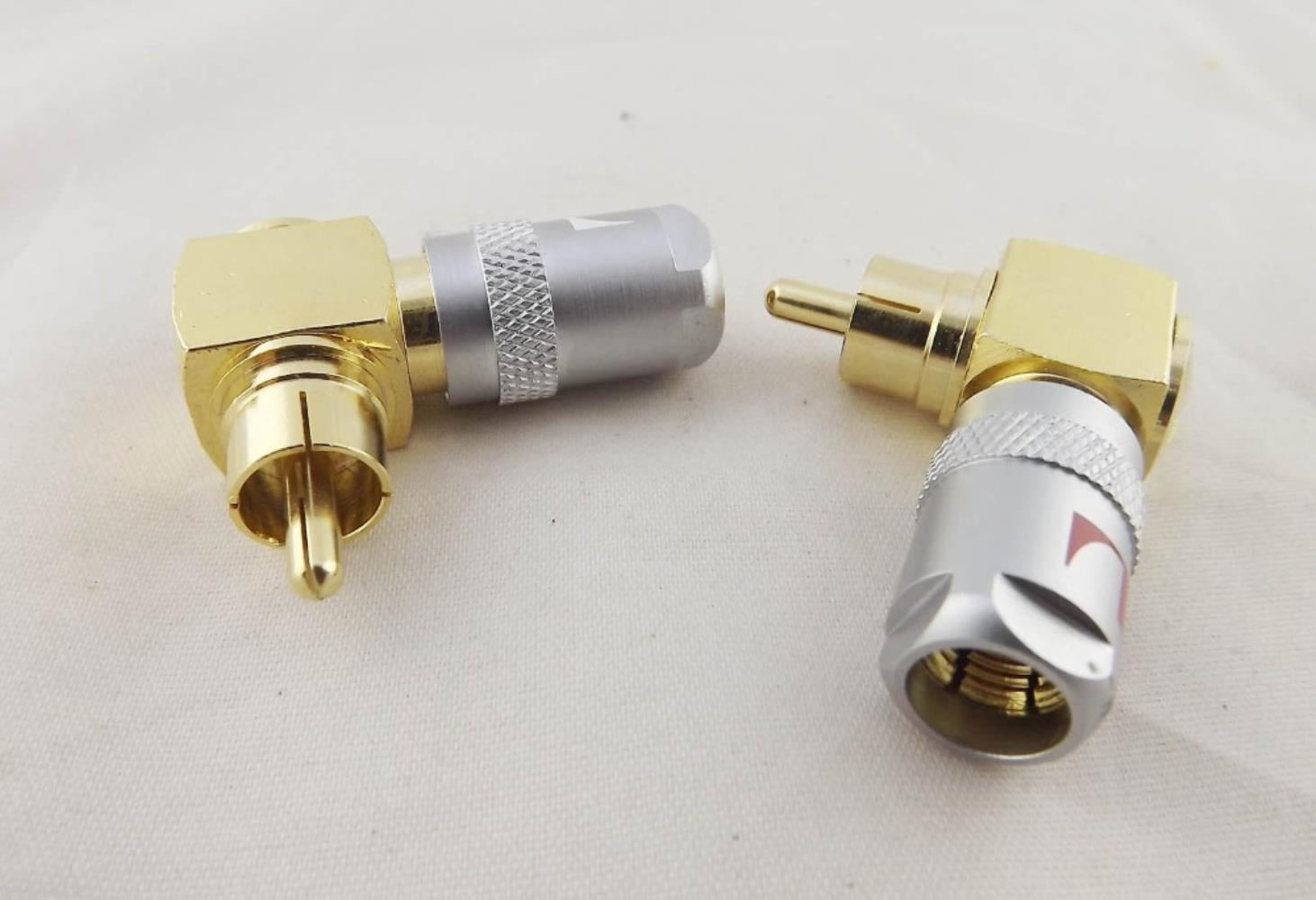 FOR 5Pairs Gold Copper Right Angled RCA Male Plug Solderless Audio ...