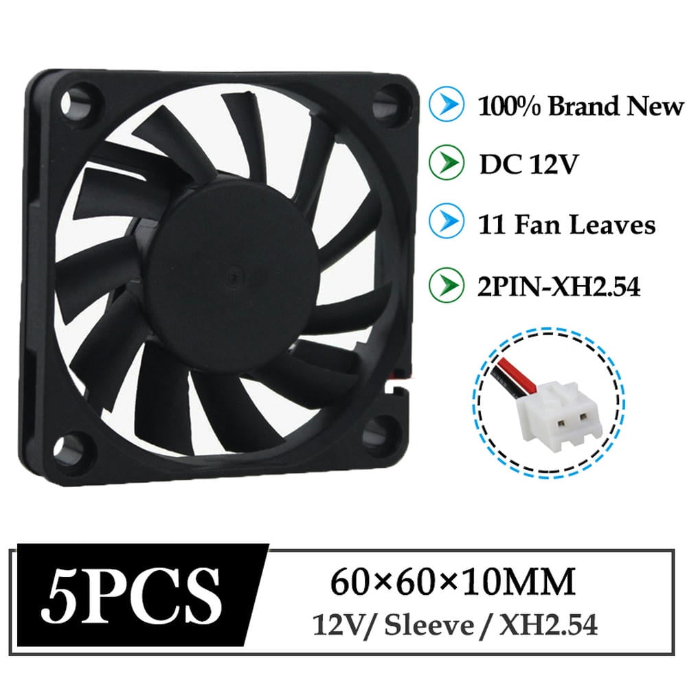 FOR 5Pcs DC 12V 60mm 60mmx10mm Computer Case Brushless Axial Cooling Fan 6cm 60x60x10mm PC CPU ...