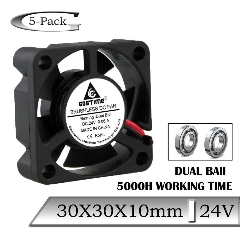 FOR 5pcs 24V 30x10mm 30mm Mini Brushless DC Axial Dual Ball Cooling Fan 3010B 3cm 3D Printer ...