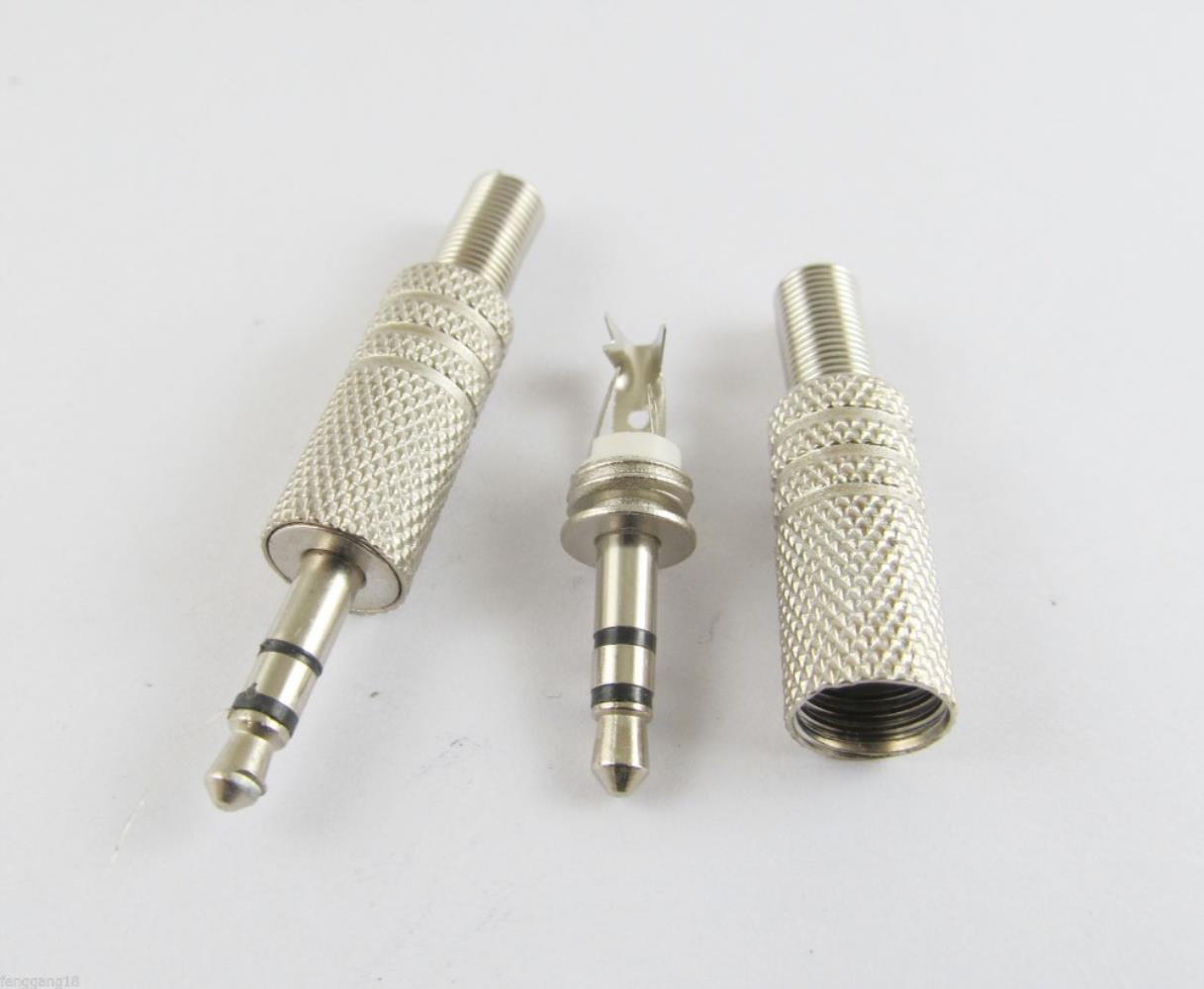 FOR 5pcs 3.5mm 1 Stereo Male Plug Metal Audio Cable Nickel Adapter ...