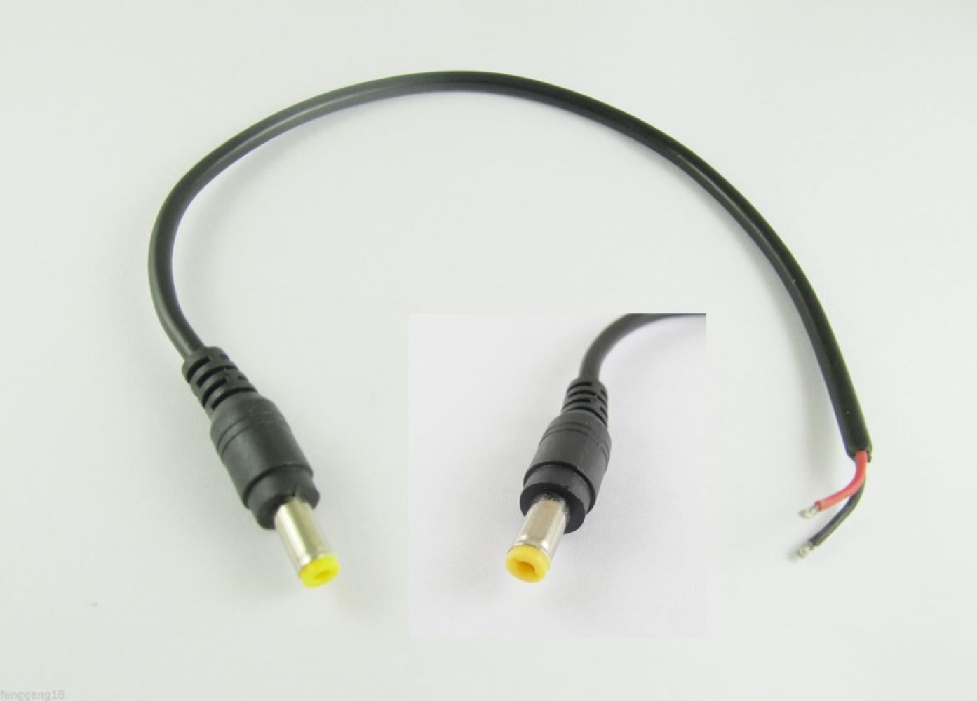 FOR 5pcs CCTV DC Power Plug Jack Connector 5.5x2.1mm Male with Cord ...