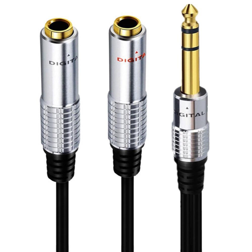 FOR 6.35mm 1/4 Stereo Male to 6.35mm 2 Dual Female Stereo Y Splitter ...