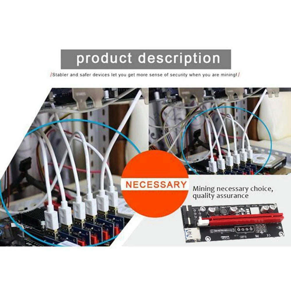 FOR 6 Pcs PCI-E Adapter Card PCI-E 1X To 16X 4 Pin USB External ...
