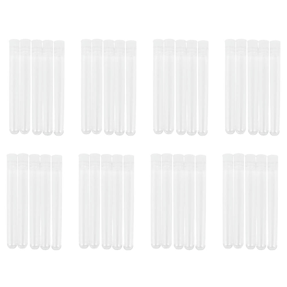 FOR 600Pcs Clear Plastic Test Tube With Cap 12X100mm U-Shaped Bottom ...