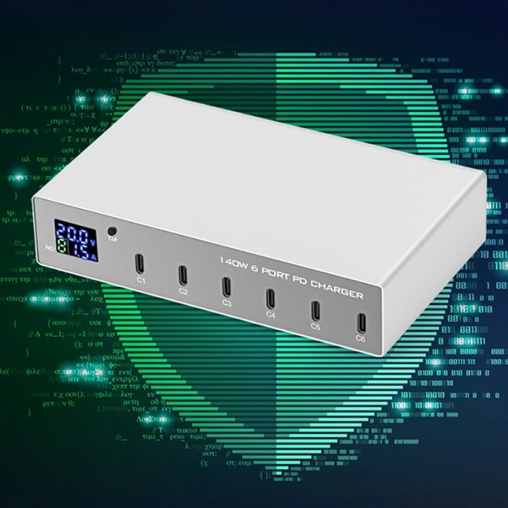 FOR 6Output Type-C PD Fast 30W Station with LED Current Volt-Display ...