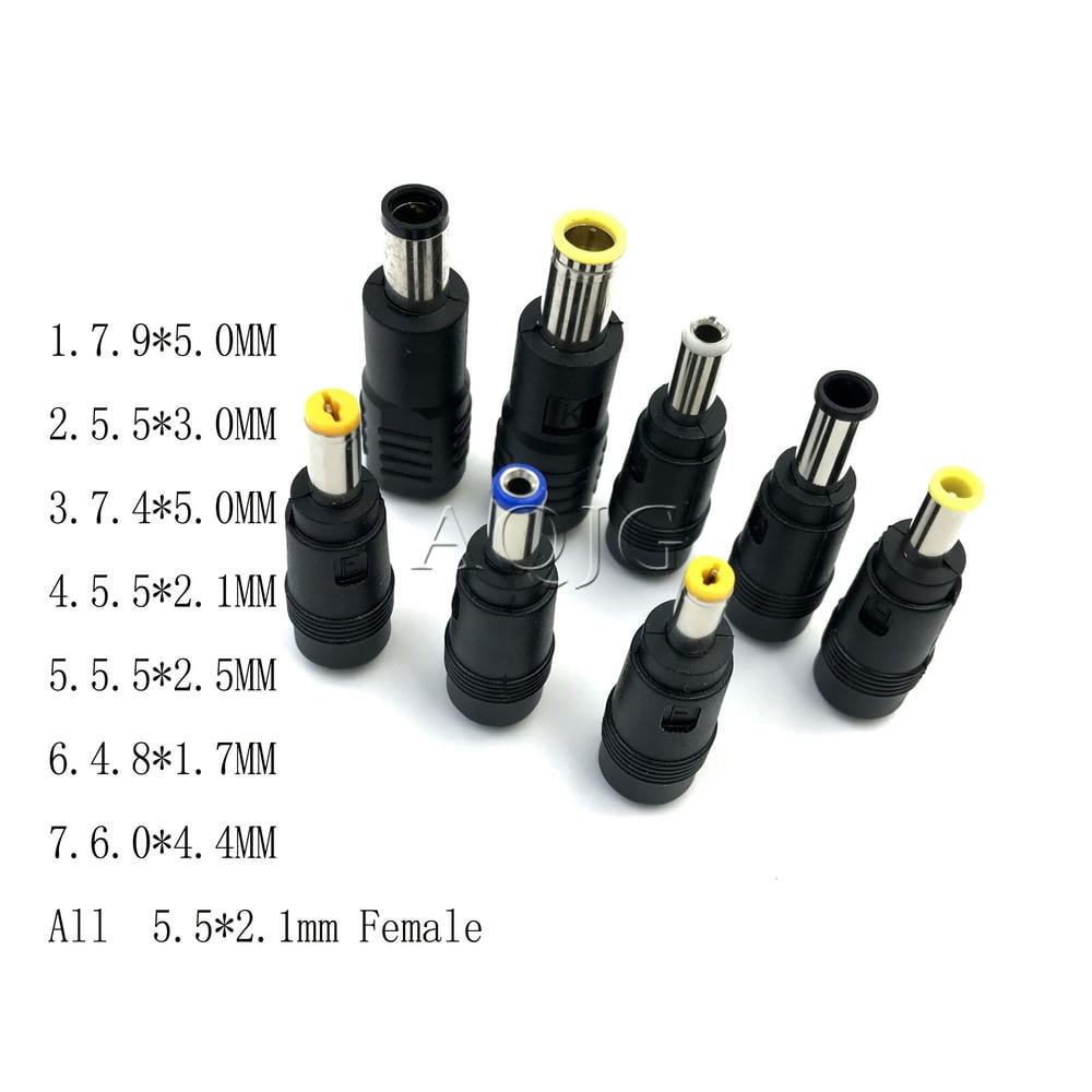 FOR 7pcs Universal Laptop DC Power Supply Adapter Connector Plug AC DC ...
