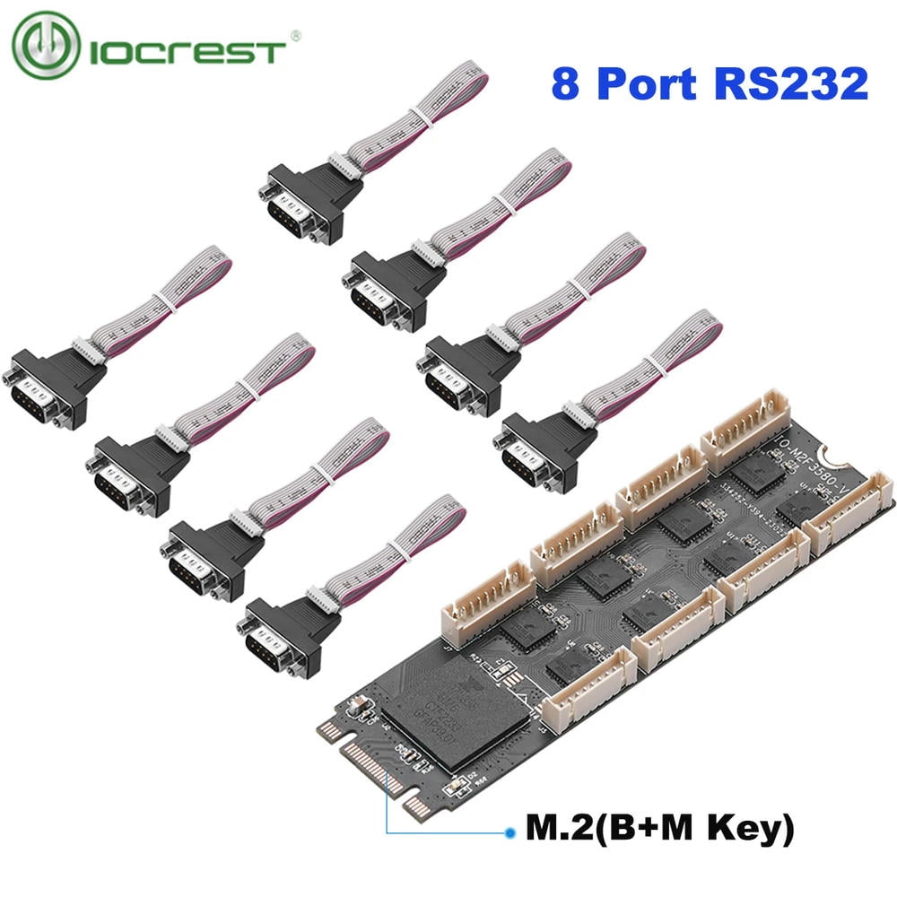 FOR 8 Serial Ports Rs232 Db9 M.2 B Key M key I/O Controller Card M.2 ...