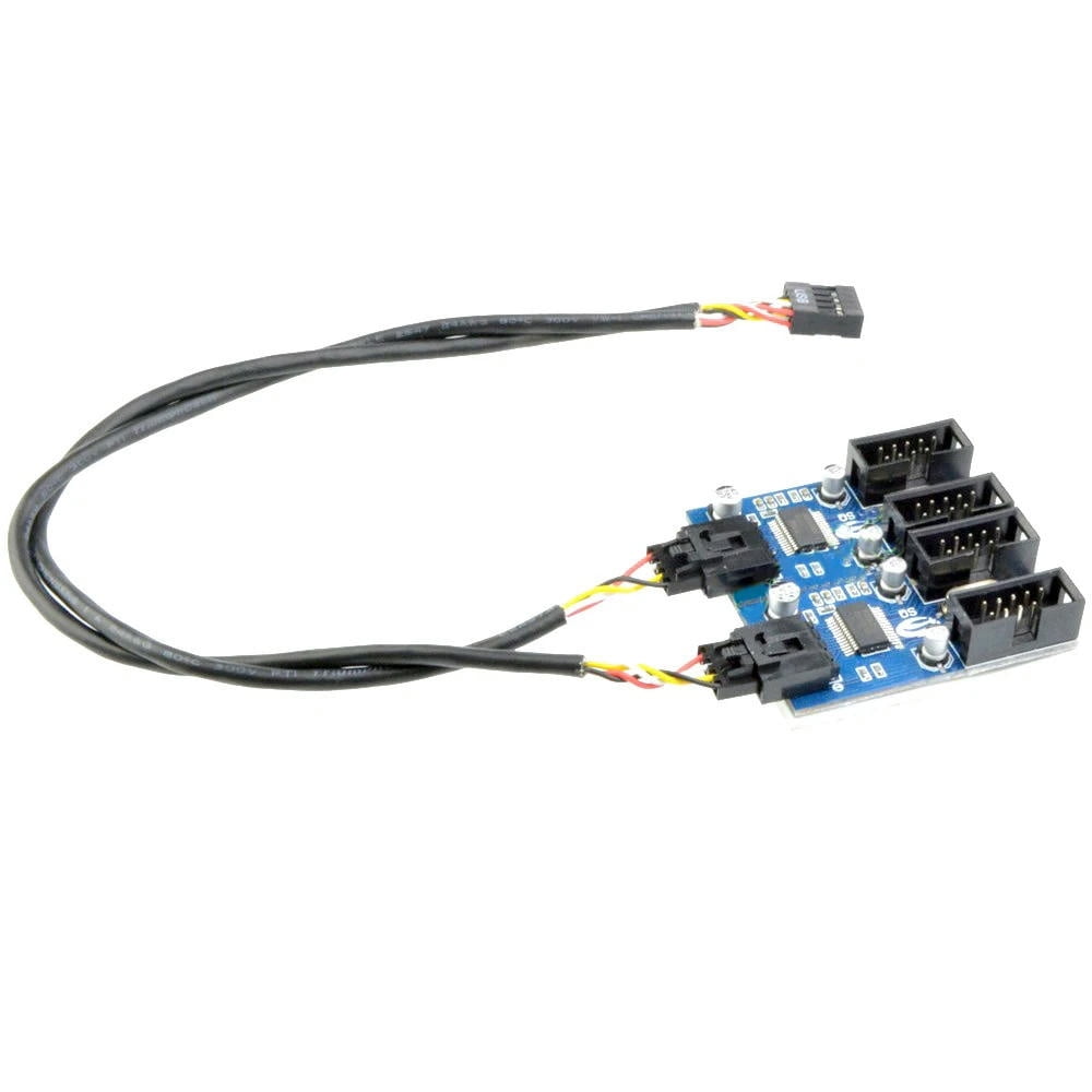 FOR 9pin USB header Male 1 to 2 4 Female Extension Cable Card Desktop 9 ...