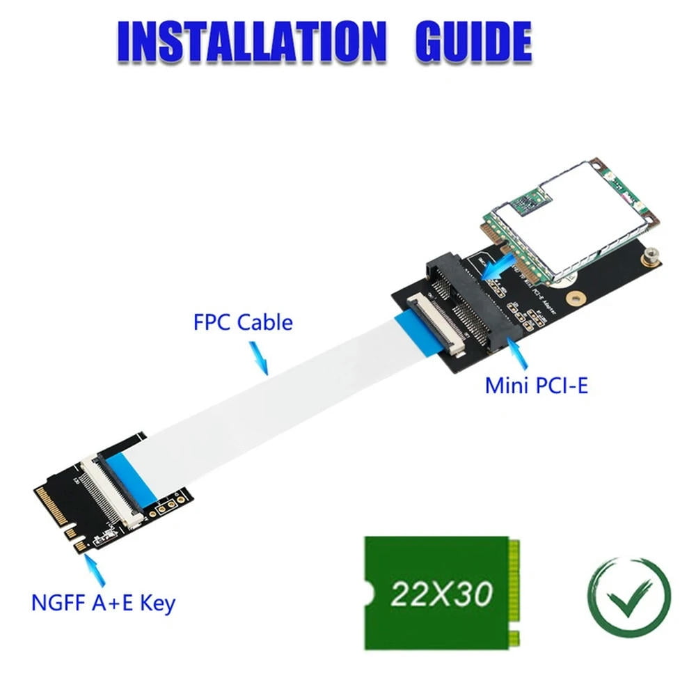 FOR A+E NGFF To Mini PCI-E Adapter Key A-E To Mini PCI Express Wifi M.2 ...