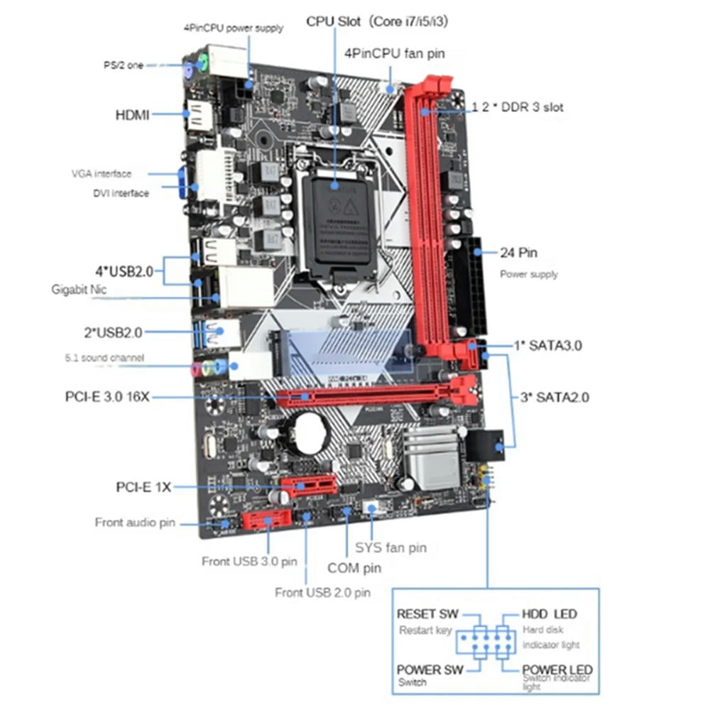 FOR B75-H Desktop Motherboard +I3-2120 CPU LGA 1155 USB 3.0 SATA 3.0 ...