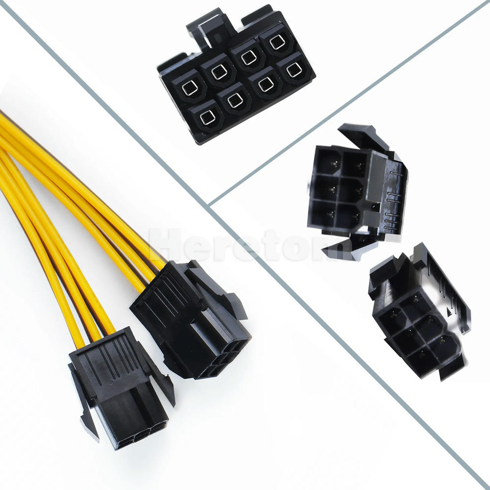 FOR CPU 8Pin Male To Dual 6Pin Female PCI-E Power Adapte 2X6pin GPU to ...