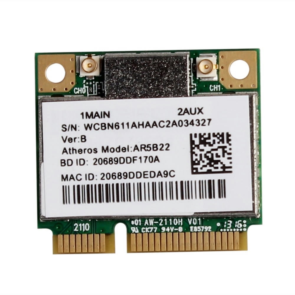 FOR Card for AR9462 AR5B22 WB222 Half Mini PCIe 802.11 /n 300Mbps+ 4.0 ...