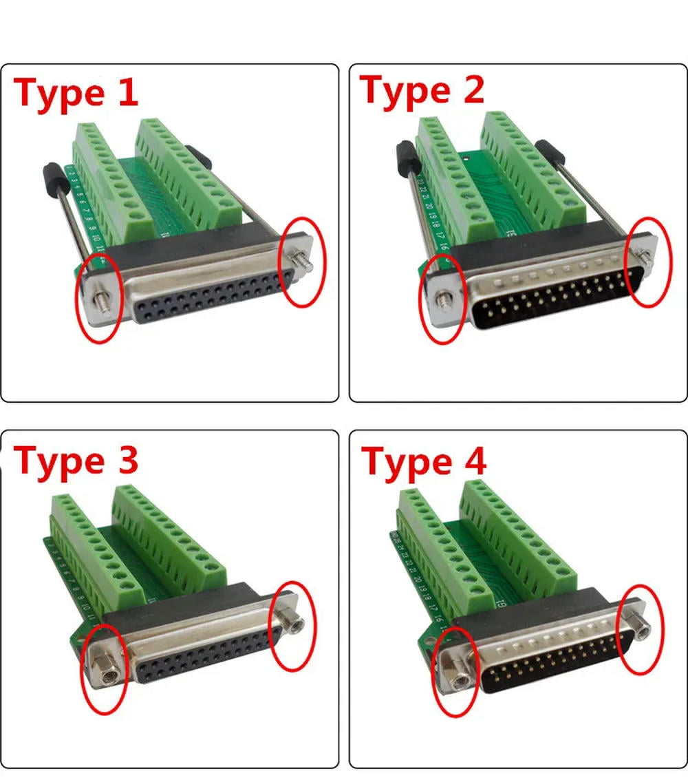 FOR D-SUB DB25 Male 25Pin Plug Breakout PCB Board 2 Row Terminals Connectors DB25 Female 25pin ...