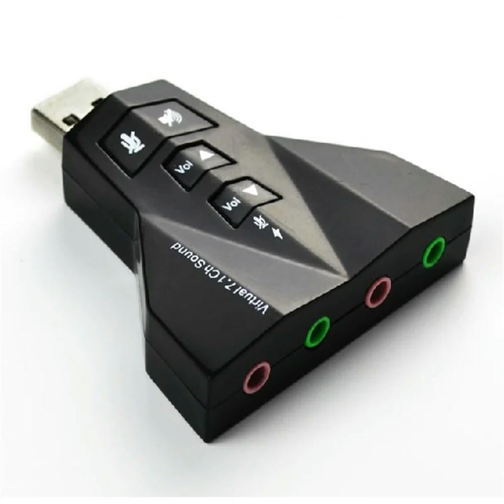 FOR Double Sound Card Virtual 7.1 Channel USB 2.0 Audio Adapter Dual Microphone and Headset 7 ...