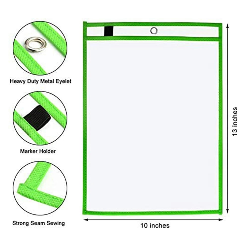 FOR Dry Erase Pockets Sleeves (10 Pack) A4 Paper Job Ticket Holders ...