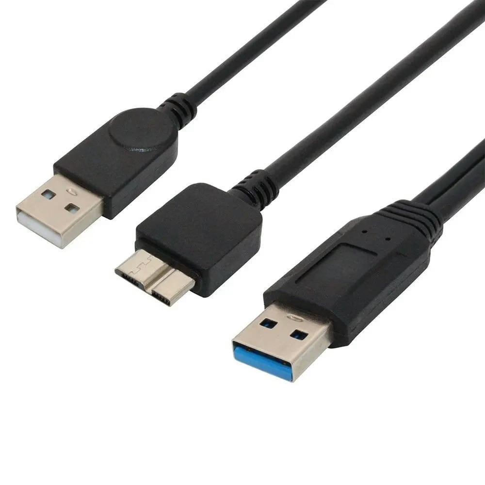 FOR Dual USB 3.0 Type A to Micro-B USB Y Shape High Speed Cable for External s/ /WD/ - Walmart.com