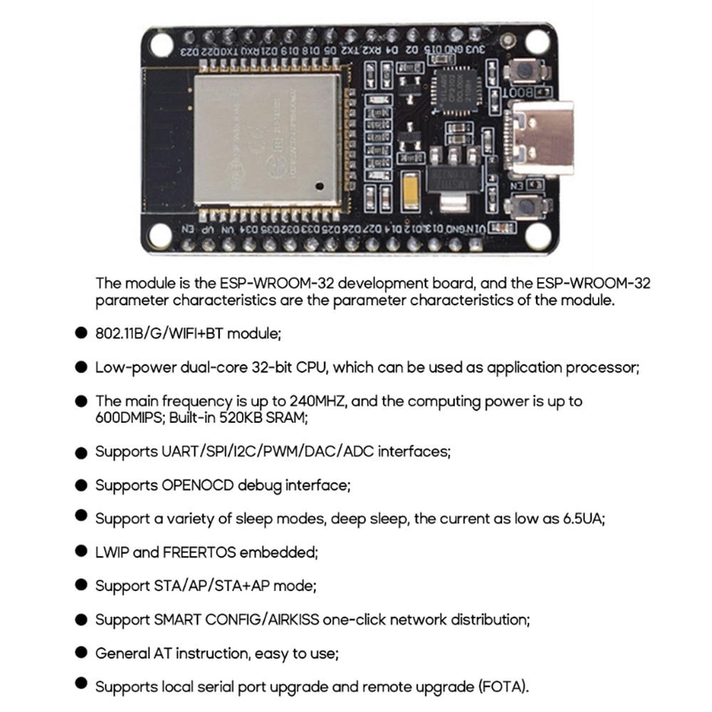 FOR ESP32 Development Board ESP-WROOM-32ES 9102X Driver with Integrated ...