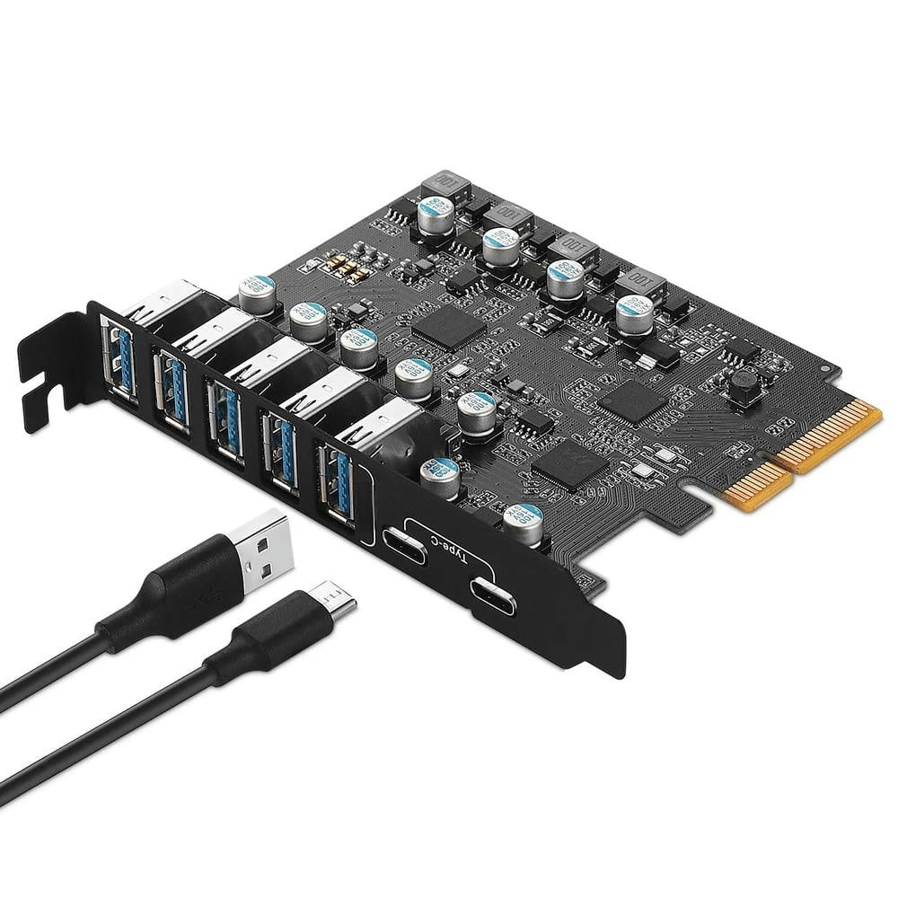 FOR Efficient PCIe X4 to USB3.2 7 Ports Expansion Card with 5 Ports ...
