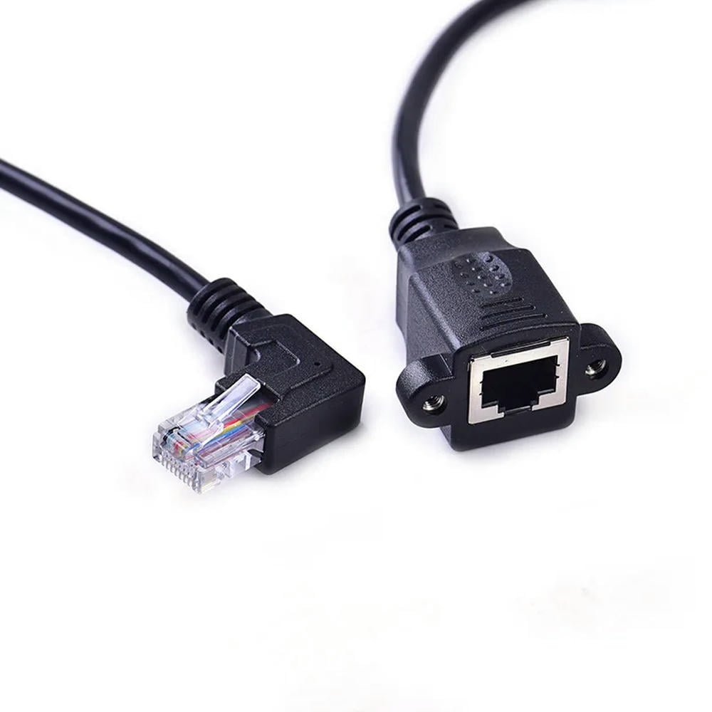 FOR Elbow network cable extension line rj45 male to female with screw ...