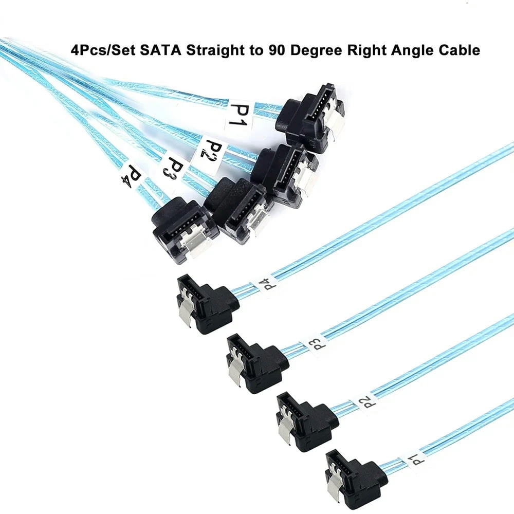 FOR Flexible SAS 4.0 4-Port 90° SATA to 4-Port SATA Inside Bend 90° SSD ...