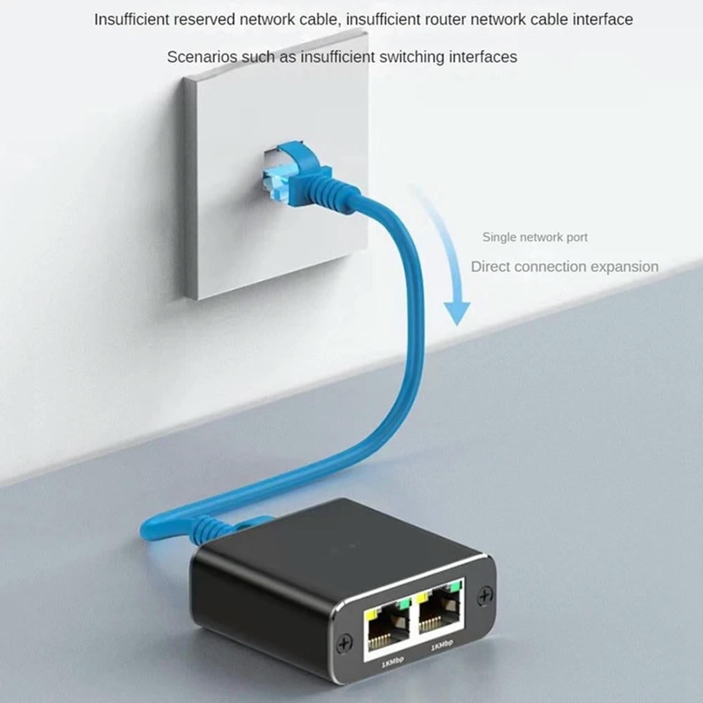 FOR Gigabit Ethernet Splitter 1 In 2 Out 1000Mbps- LAN/Internet Cable ...