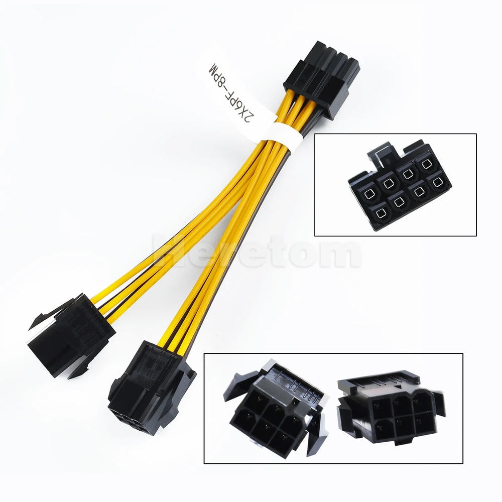 FOR Graphics card Dual 6Pin Female PCI-E To 8Pin Male GPU video card 6 ...