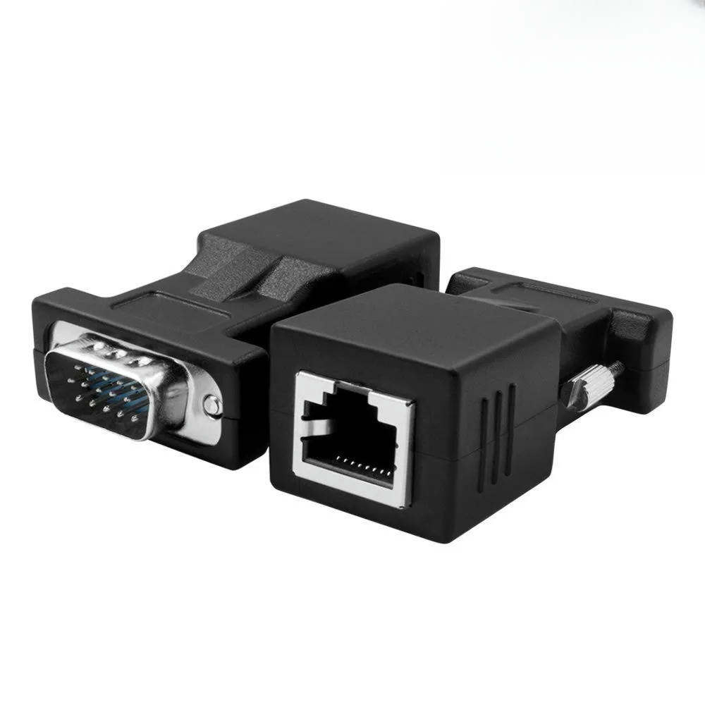 HGA66 Cat5/Cat6/RJ45 VGA Extender Adapter, VGA 15 Pin Male to RJ45 ...
