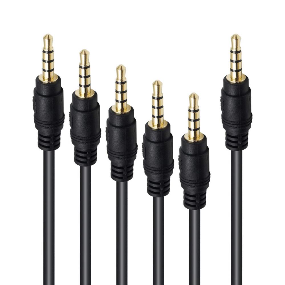 FOR Headphone Mic Splitters Cable 3.5mm 4 Pole Male to 5 Male Jack ...