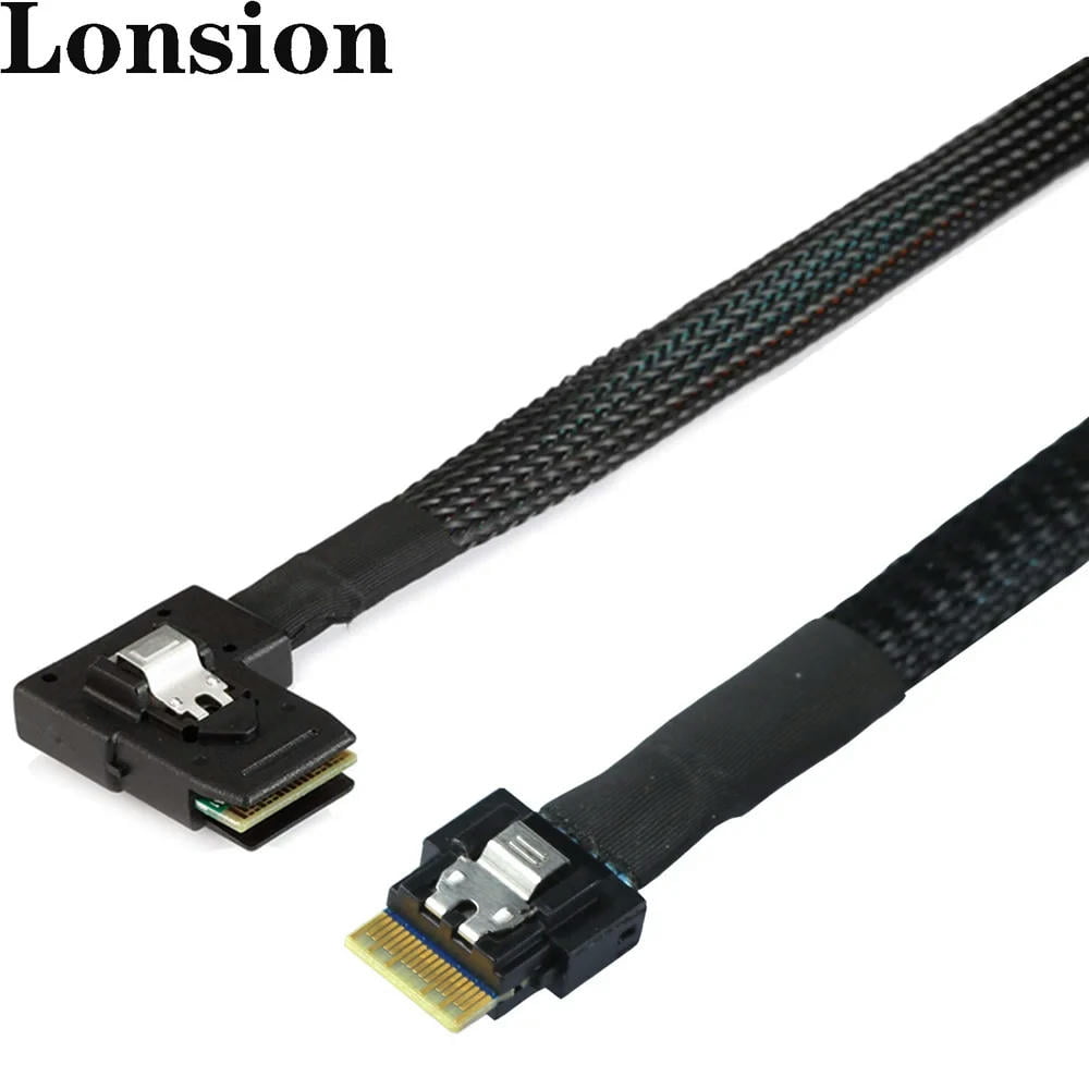 FOR High-speed 4.0 SFF-8654 4i to SAS SFF-8087 Left Angle Adapter Cable ...